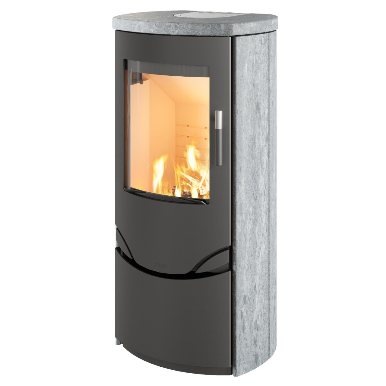 Lotus Prio 6 Panorama Indian Night Kaminofen 7 kW Schwarz – 3-seitig